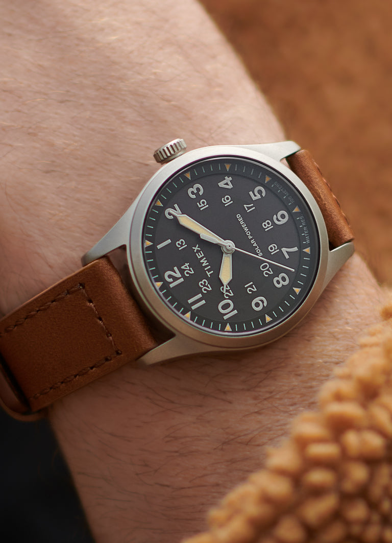Expedition Field Post Solar 36mm Eco-Friendly Leather Strap Watch ...