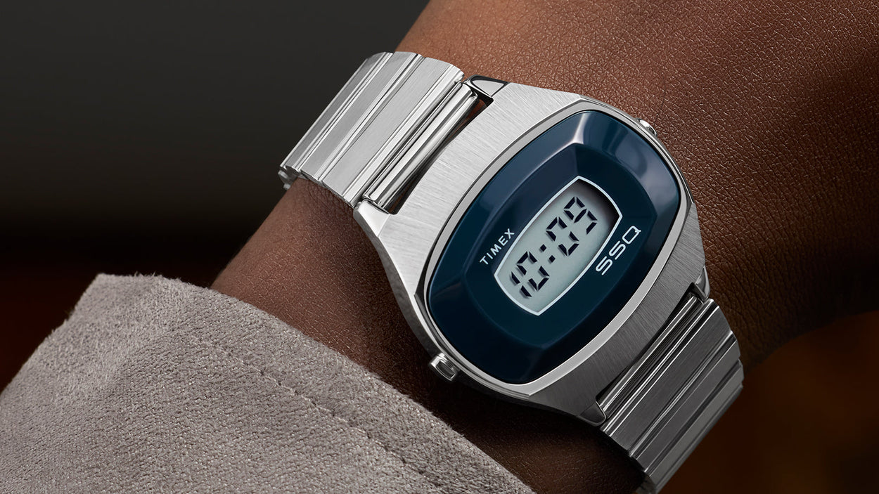 Q Timex® 1975 SSQ Digital Reissue 38mm Stainless Steel Bracelet Watch ...