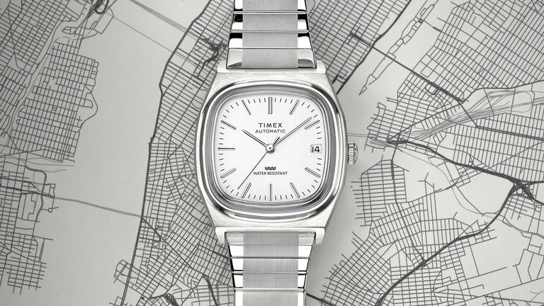 Timex® Automatic 1983 E Line Reissue 34mm Stainless Steel Expansion Ba ...