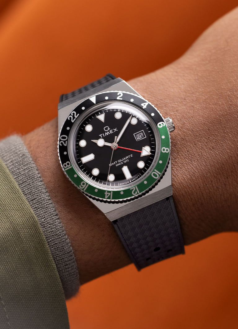 Q Timex® GMT 38mm Synthetic Rubber Strap Watch - TW2W57500 | Timex EU