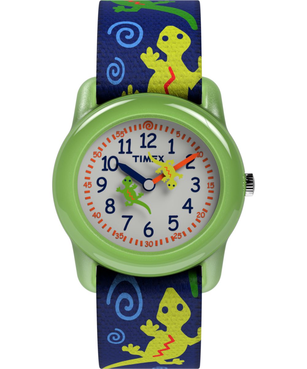 TIMEX TIME MACHINES® 29mm Green Gecko Elastic Fabric Kids Watch ...